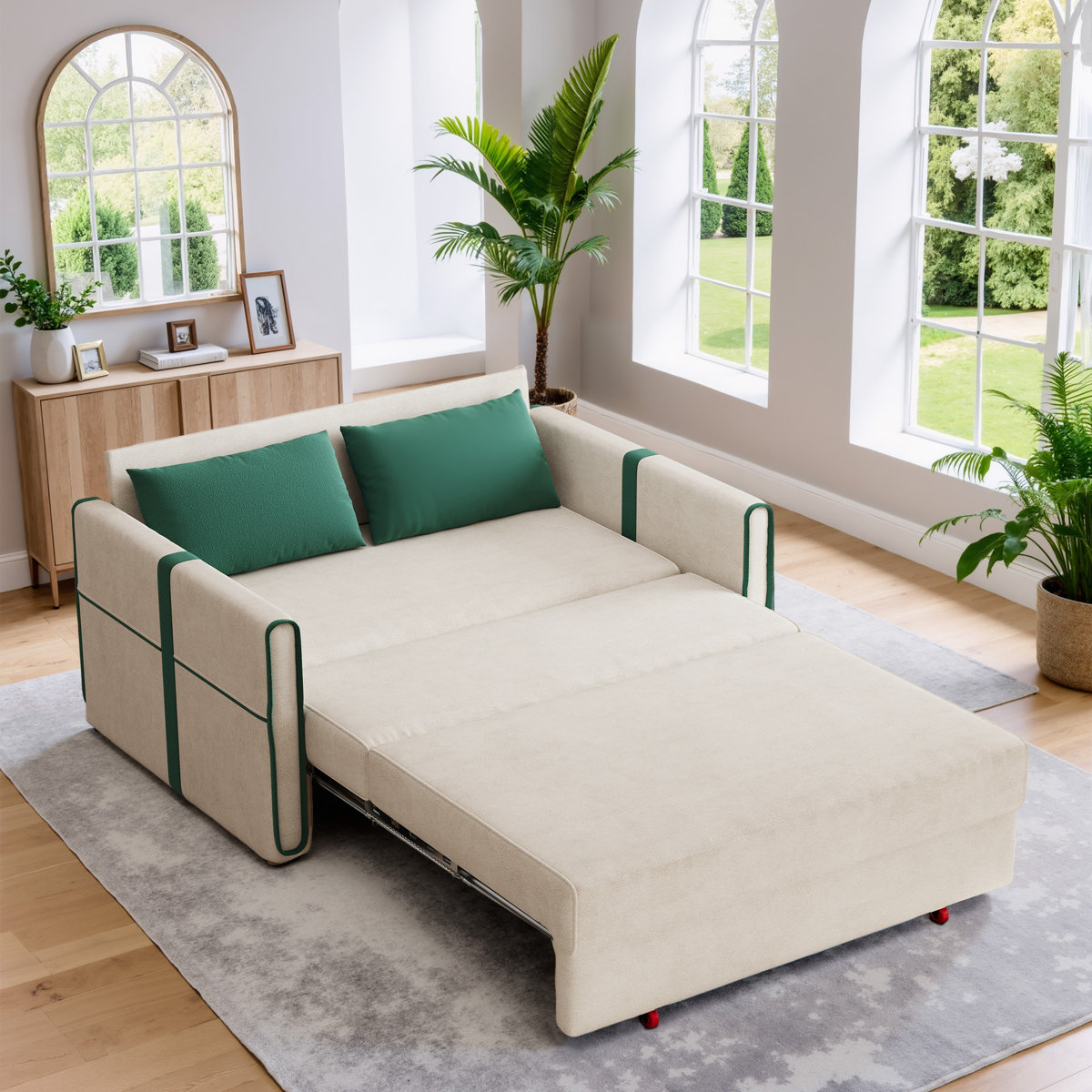 Hokku Designs 3-in-1 Convertible Sofa Bed, 48.62" Sofa Bed With Storage Space, Comfortable Pull ...